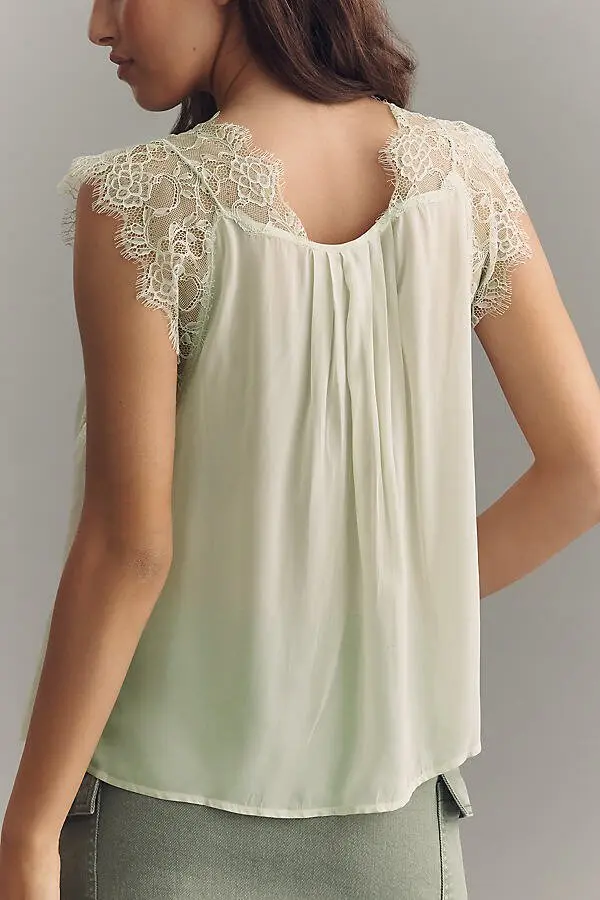 Anthropologie Sleeveless Lace Inset Blouse