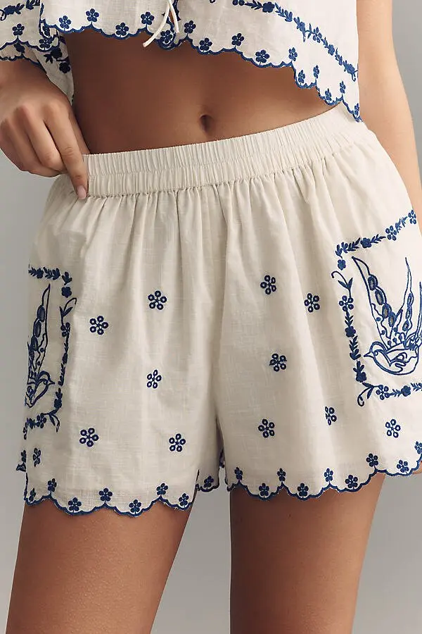 Maeve Province Town Embroidered Shorts