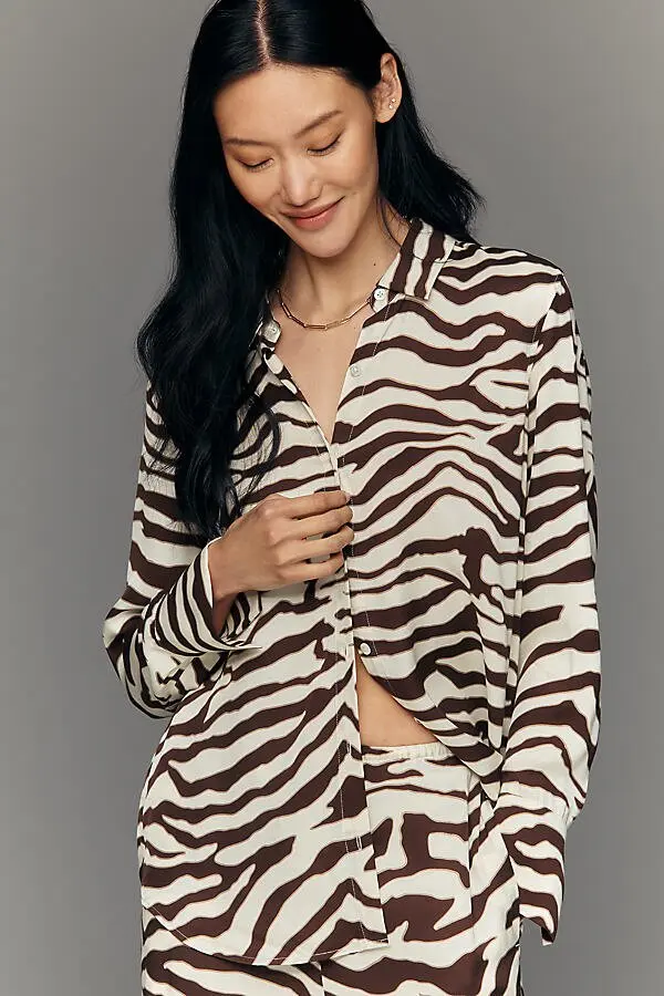 Rails Saige Buttondown Blouse - Espresso Zebra