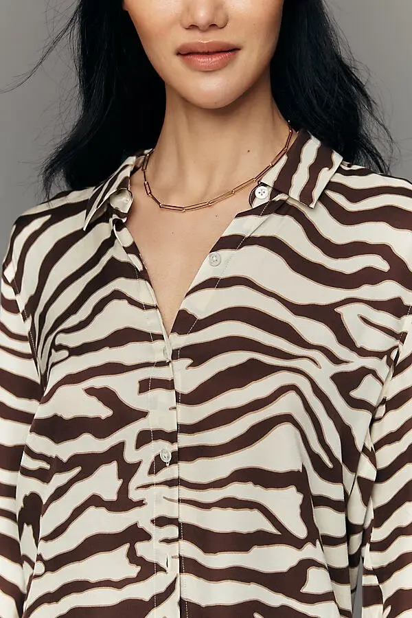 Rails Saige Buttondown Blouse - Espresso Zebra