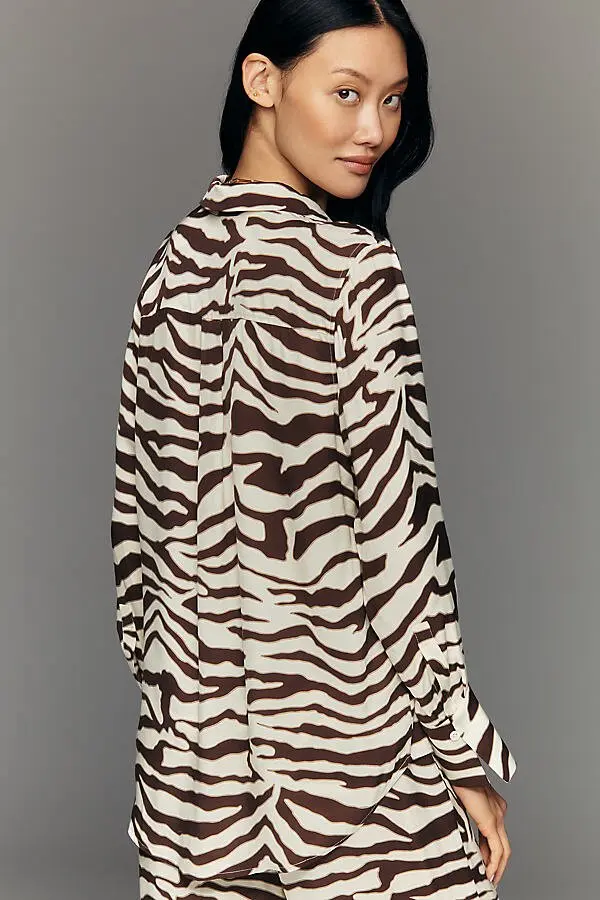 Rails Saige Buttondown Blouse - Espresso Zebra