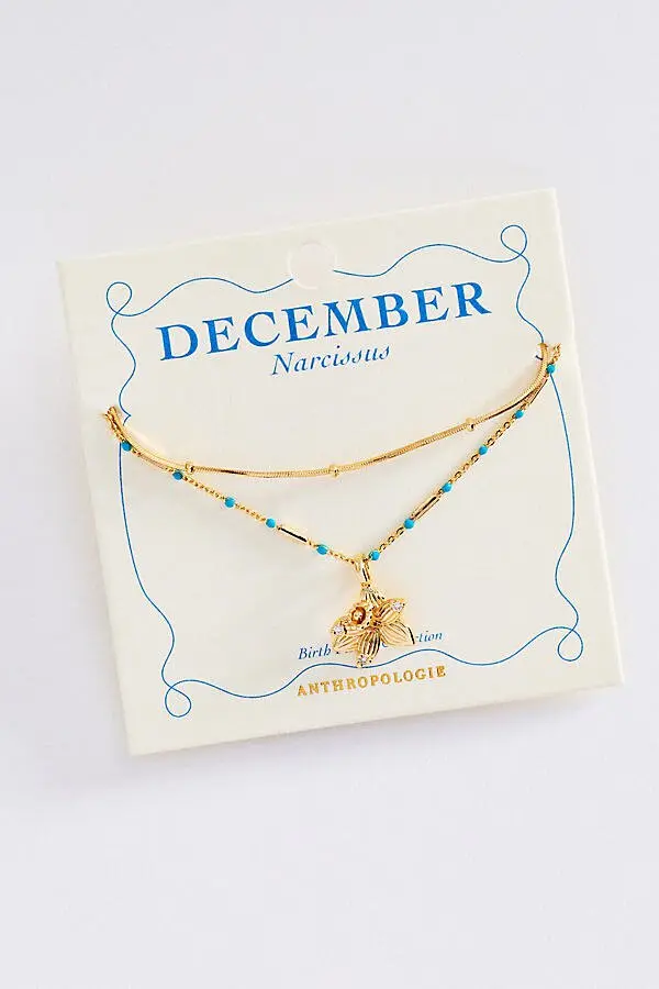 Anthropologie Birth Flower Necklaces Set Of 2 - December