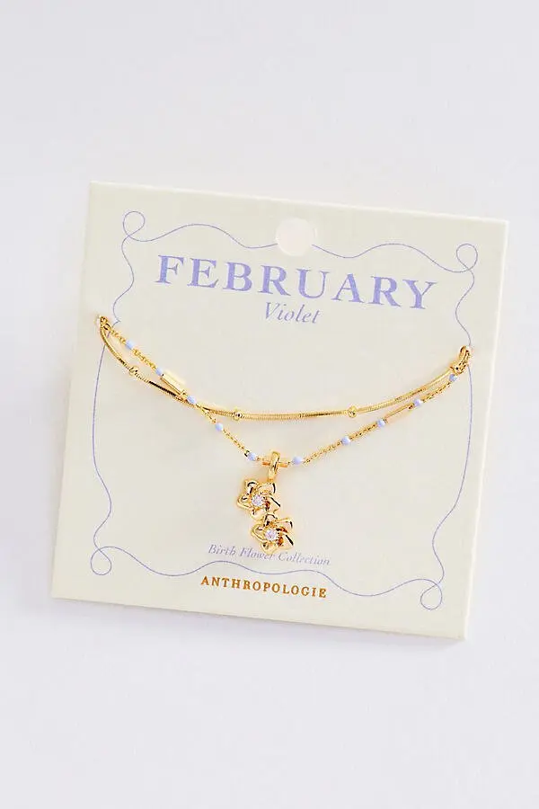 Anthropologie Birth Flower Necklaces Set Of 2 - February