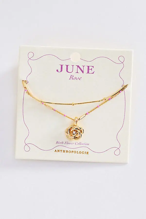 Anthropologie Birth Flower Necklaces Set Of 2 - June