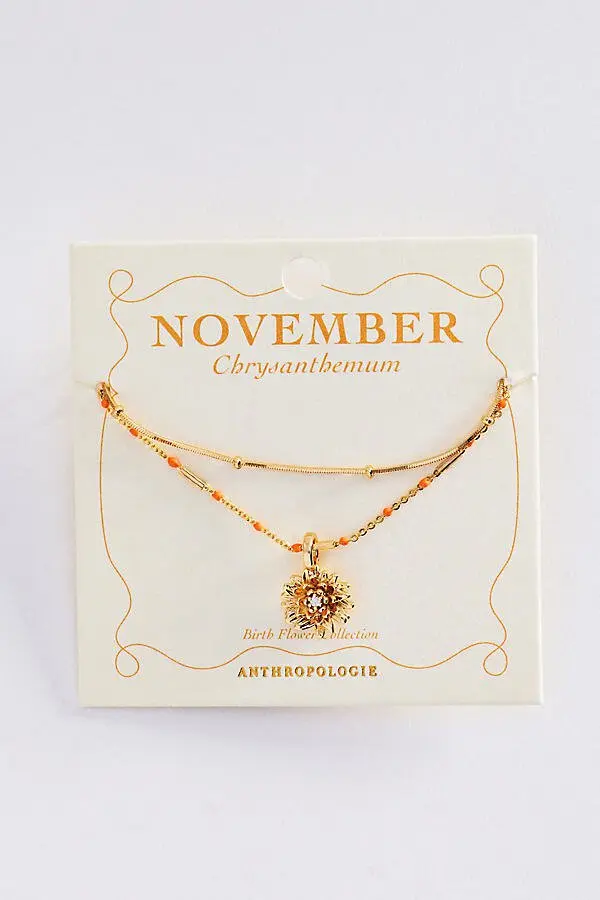 Anthropologie Birth Flower Necklaces Set Of 2 - November
