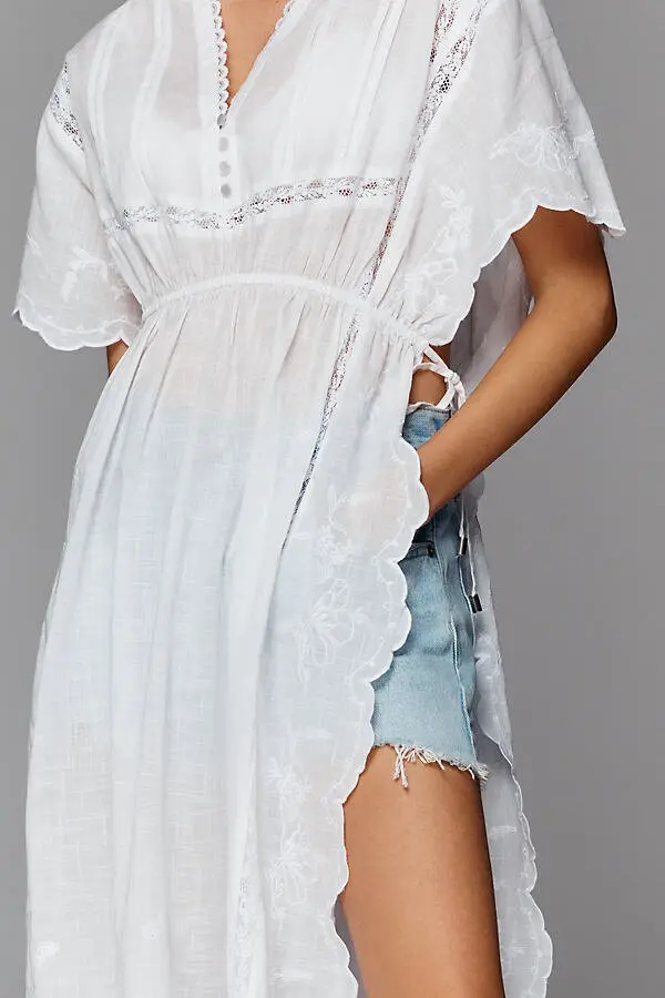 Anthropologie 100% Cotton Lace Maxi Tunic Top