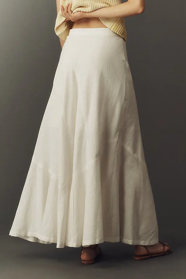 Anthropologie Olivette Linen Cotton Maxi Skirt