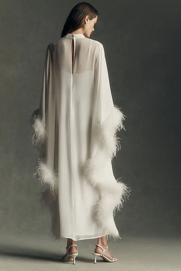 HUTCH Feather-trim Sheer Kaftan