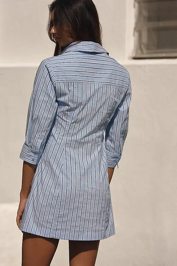 Maeve Stretch Poplin Wrap Mini Shirt Dress