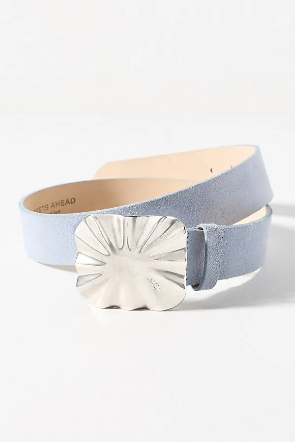 Streets Ahead Statement Buckle Belt - Blue Suede
