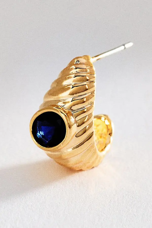 Anthropologie Sculptural Ribbed Crystal Post Earrings - Sapphire