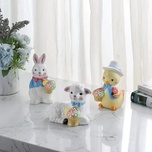 MR. COTTONTAIL Set Of 3 Mini Ceramic Figurines