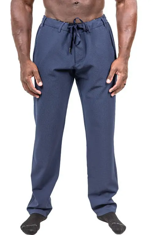 MACEOO Marthyr Tapered Leg Drawstring Pants - Blue