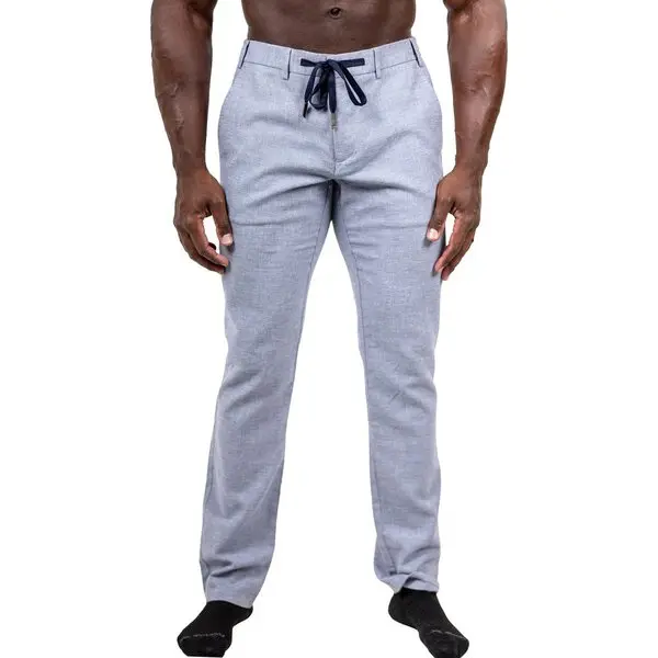 MACEOO Tapered Leg Drawstring Pants - Blue