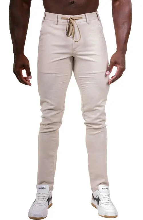MACEOO Marthyr Tapered Leg Drawstring Pants - White