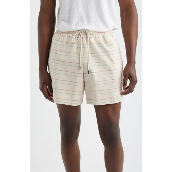 Daniel Buchler Washed Stripe Cotton Lounge Shorts