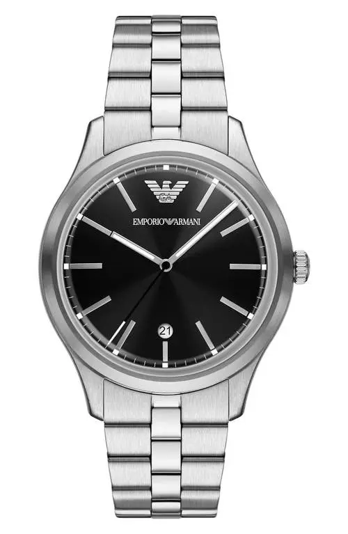 Emporio Armani Three-hand Stainless Steel Bracelet Watch - Silver