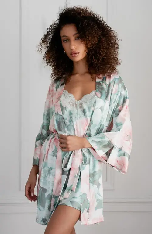 IN BLOOM BY JONQUIL Gracie Lace Trim Satin Robe