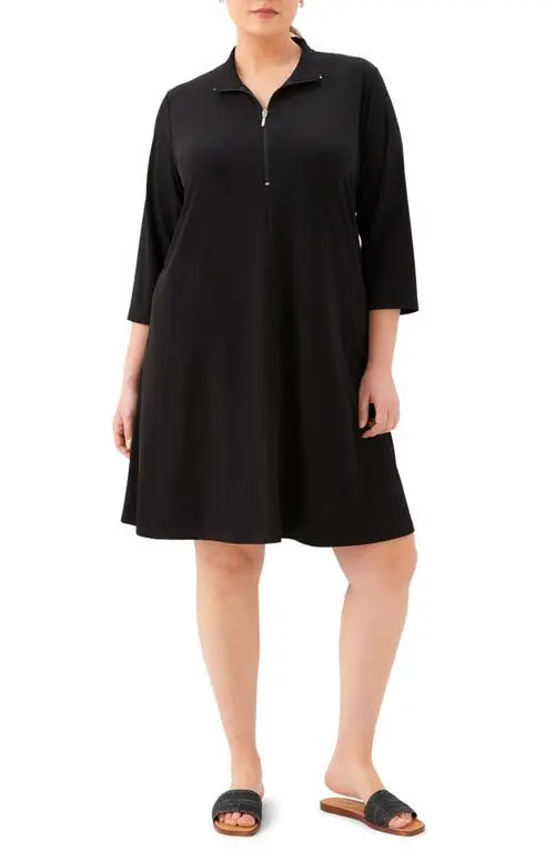 Karen Kane Half Zip Travel Jersey Dress - Black