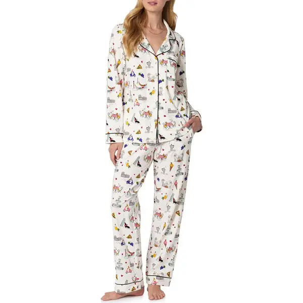 BEDHEAD PAJAMAS Print Stretch Organic Cotton Pajamas - Puppy Piazza