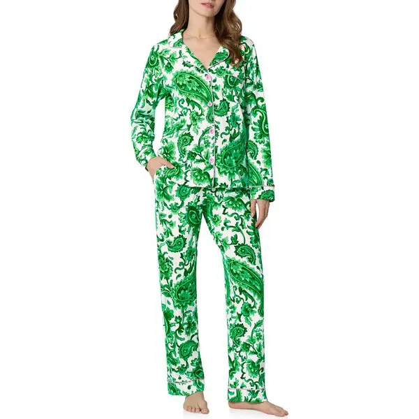 BEDHEAD PAJAMAS Print Stretch Organic Cotton Pajamas - Sorrento Verde