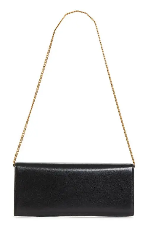 Saint Laurent Kate Leather Clutch On A Chain - Noir