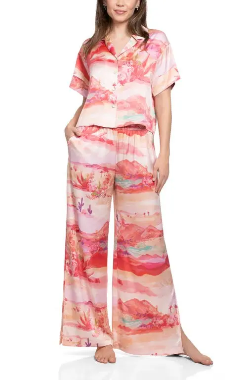 MIDNIGHT BAKERY Print Satin Pajamas - Pink