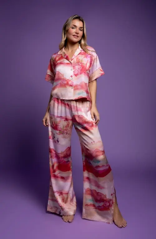 MIDNIGHT BAKERY Print Satin Pajamas - Pink