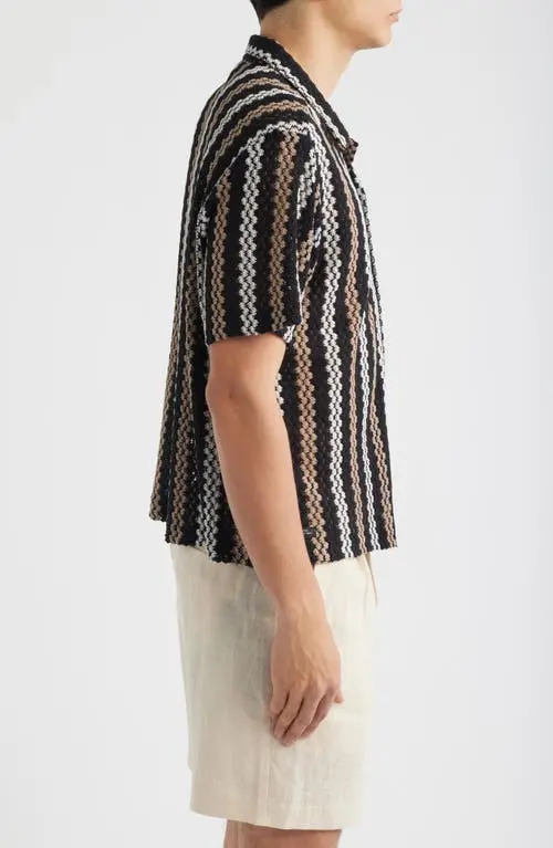 PERCIVAL Wade Openwork Stripe Camp Shirt