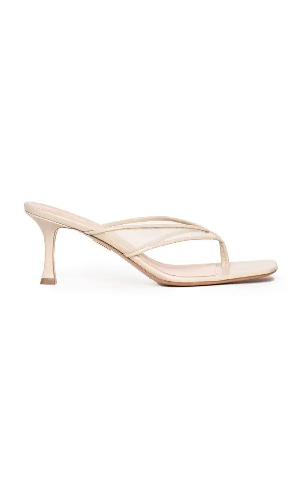 BRITT NETTA Seline Mesh Kitten Heel Sandals - Off-white