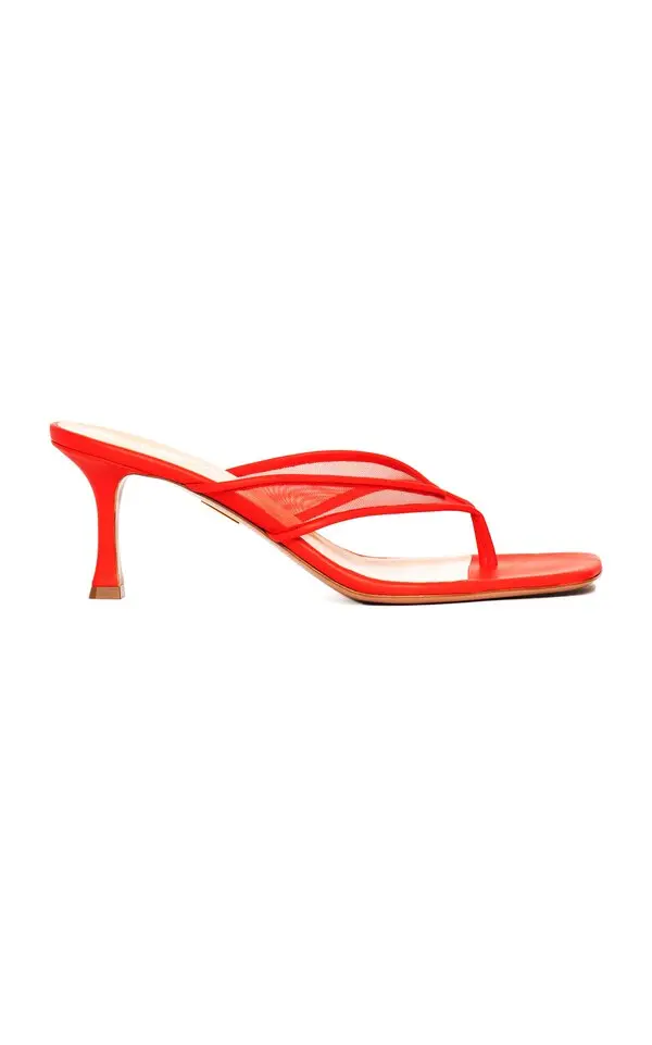 BRITT NETTA Seline Mesh Kitten Heel Sandals - Red