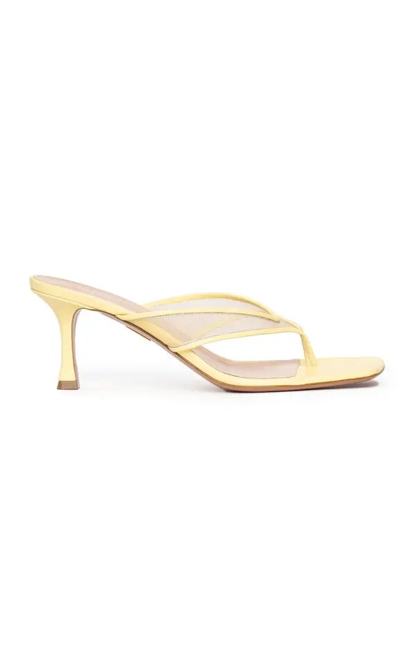 BRITT NETTA Seline Mesh Kitten Heel Sandals - Yellow