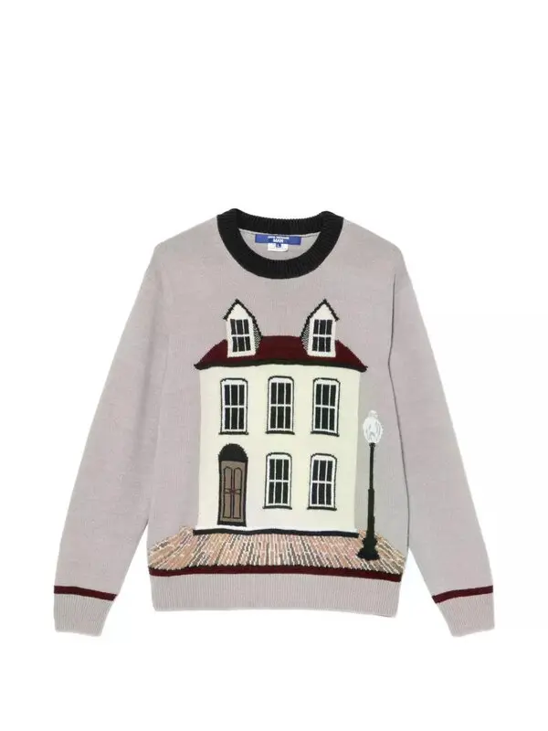Junya Watanabe House-intarsia Sweater - Grey