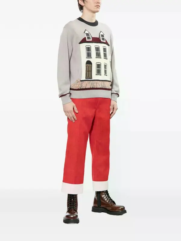 Junya Watanabe House-intarsia Sweater - Grey