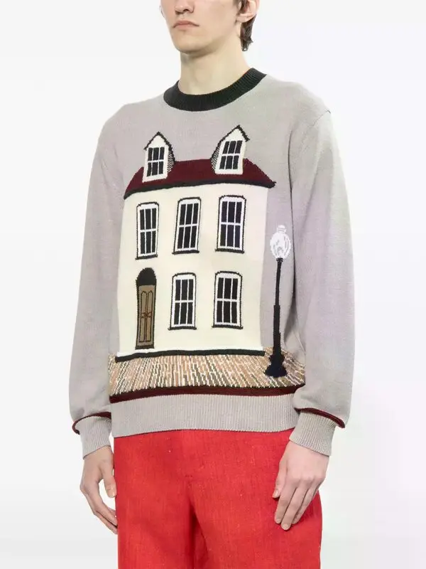 Junya Watanabe House-intarsia Sweater - Grey