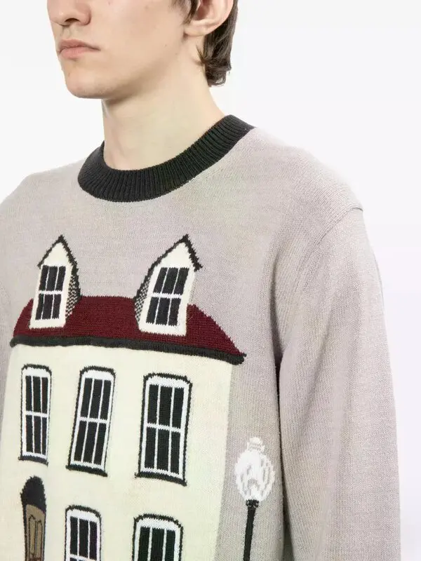 Junya Watanabe House-intarsia Sweater - Grey