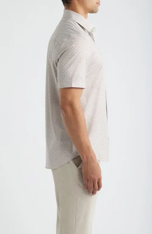Bugatchi Miles Ooohcotton® Geo Print Short Sleeve Button-up Shirt - Sienna