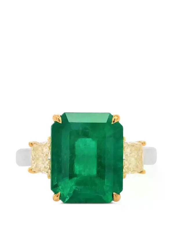 HYT JEWELRY Emerald And Diamond Three-stone Ring - Silver