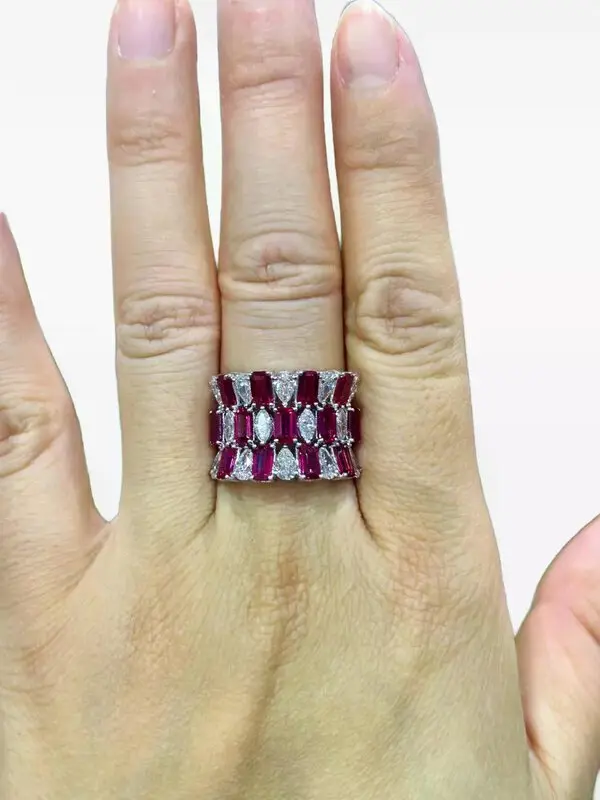 HYT JEWELRY Ruby And Diamond Band Ring