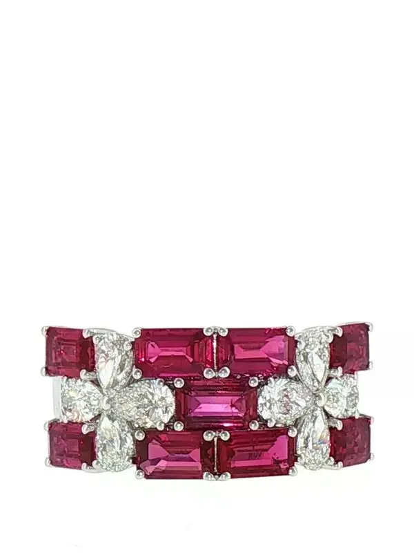 HYT JEWELRY Ruby And Diamond Ring - Silver