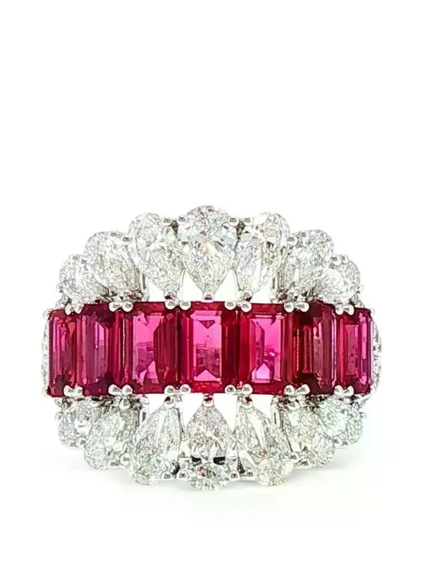 HYT JEWELRY Ruby And Diamond Ring - Silver