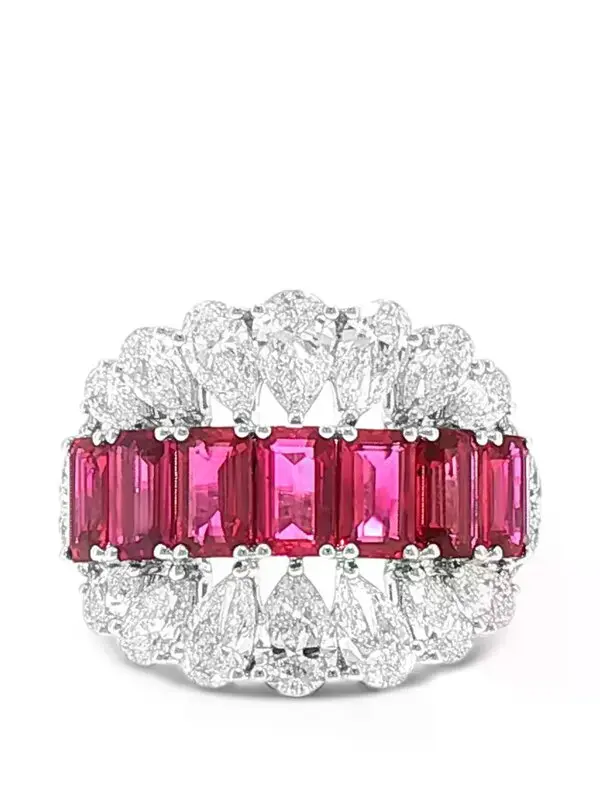 HYT JEWELRY Ruby And Diamond Ring - Silver