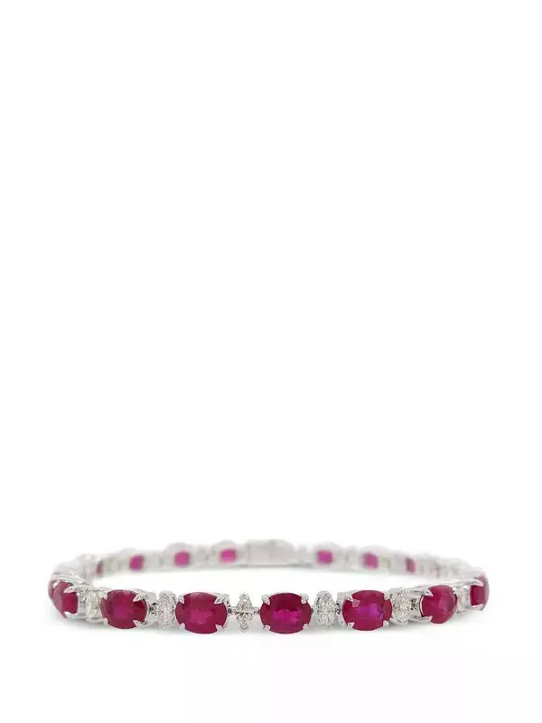 HYT JEWELRY Ruby And Diamond Bracelet - Silver