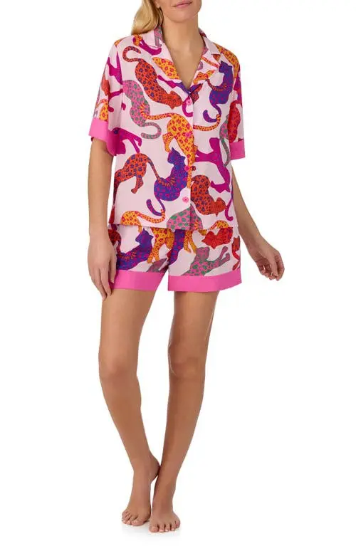 ROOM SERVICE Print Short Pajamas - Pink Multi