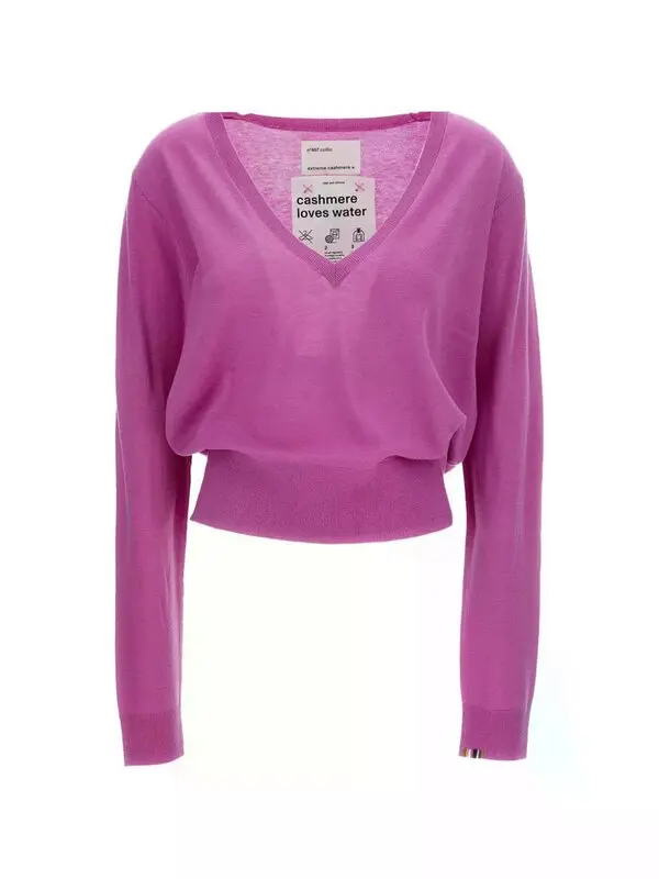 EXTREME CASHMERE X Collin V-neck Cropped Sweater - Purple