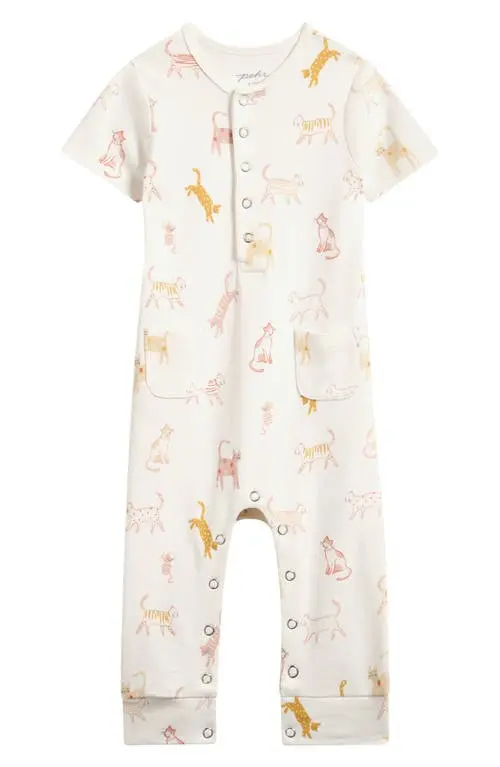 PEHR Print Organic Cotton Henley Romper - Copy Cat