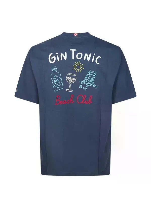 MC2 SAINT BARTH Portland Gin Tonic Beach Club-embroidered Graphic-print T-shirt - Blue