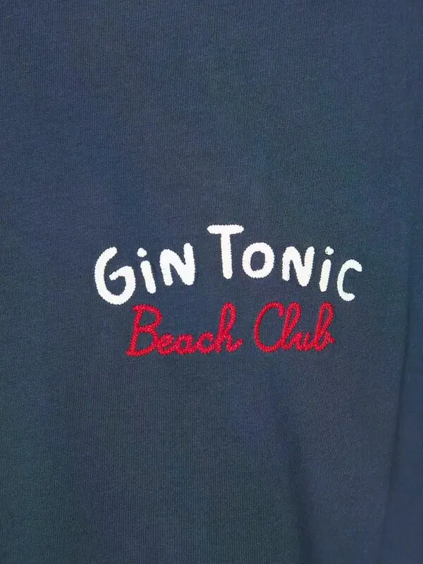 MC2 SAINT BARTH Portland Gin Tonic Beach Club-embroidered Graphic-print T-shirt - Blue