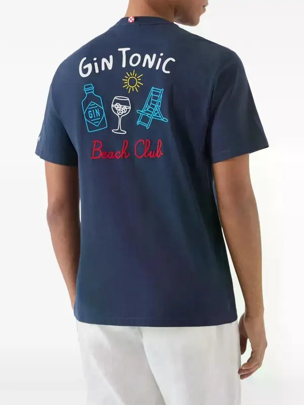 MC2 SAINT BARTH Portland T-shirt With Gin Tonic Beach Club Front/back Embroidery