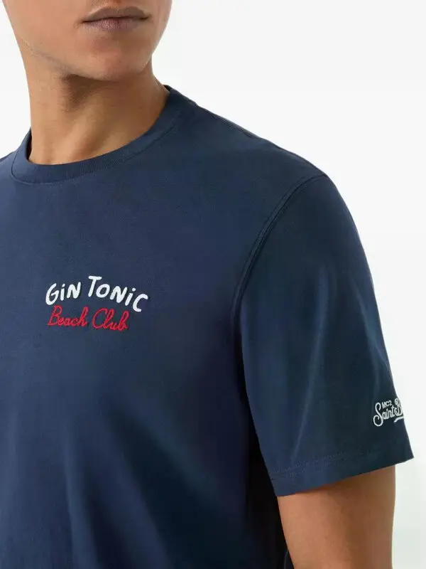 MC2 SAINT BARTH Portland T-shirt With Gin Tonic Beach Club Front/back Embroidery